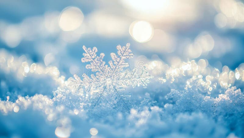 Solitary Snowflake Resting on a Bed of Sparkling Snow Stock Photo ...