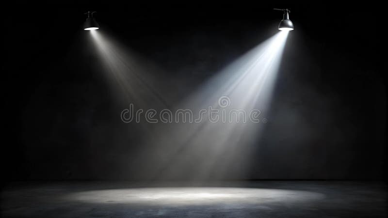 A Solitary Spotlight Illuminates the Empty Stage, Casting Long Shadows ...