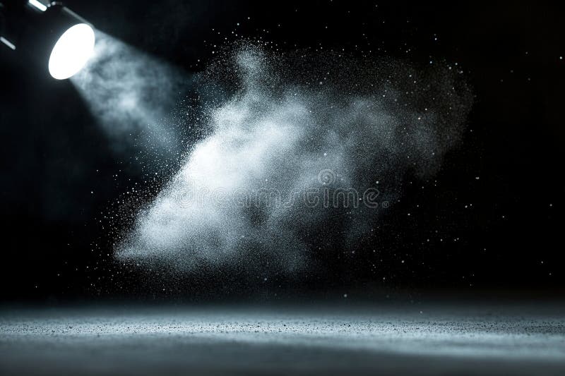 A Solitary Spotlight Shines Brightly, Casting Light on Delicate Dust ...