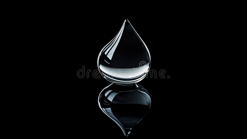 Single Teardrop Reflecting on a Smooth Black Surface in a Minimalist ...