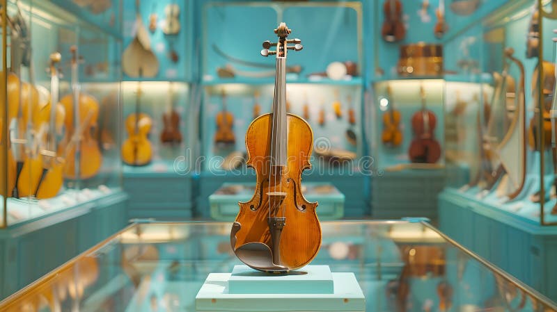 Elegant Violin on Display Amongst a Collection of Classical String ...