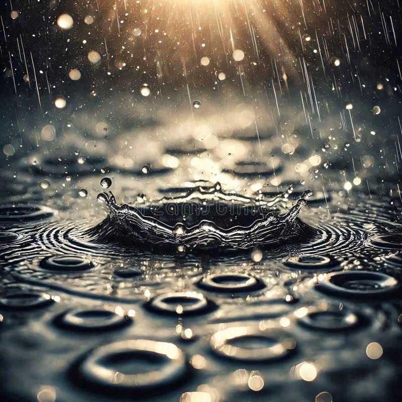 Solitary Water Drop in Puddle Generative for AI Stock Illustration ...