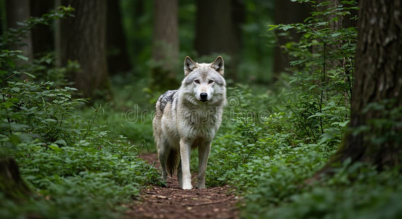 A Solitary Wolf Stands Guard in the Dappled Forest Light - Generated ...