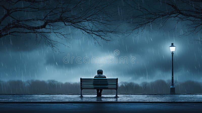 Solitude blue monday stock illustration. Illustration of introspective ...