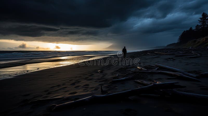 Solitude Dark Beach in the Second Photograph Stock Illustration ...