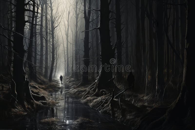 Solitude in the forest stock illustration. Illustration of wilderness ...