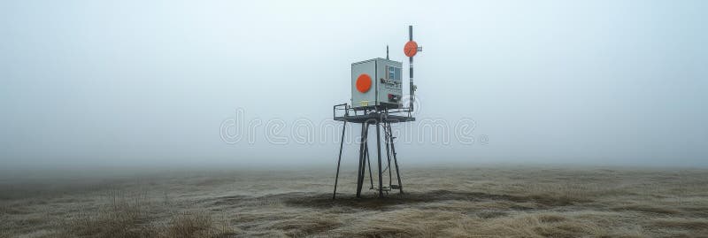 Foggy Field Station Solitude Mystery Technology Weather Observation a ...
