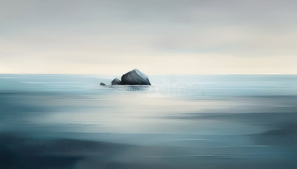 Solitude in Open Ocean stock illustration. Illustration of simplicity ...