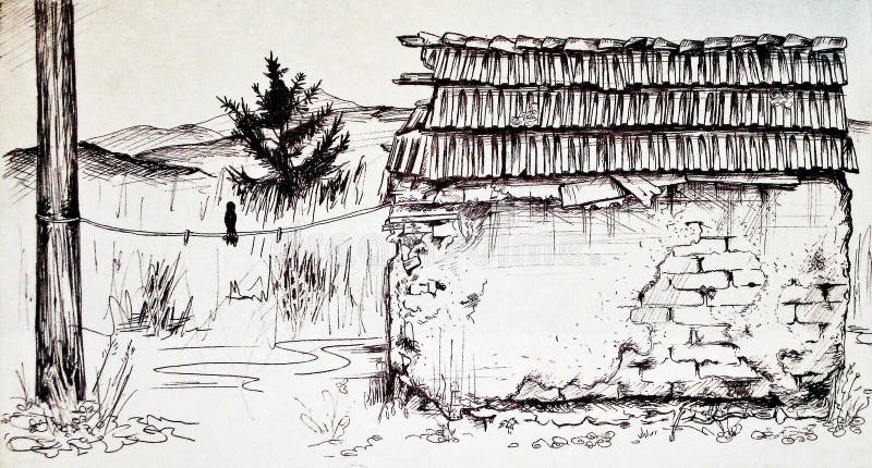 Solitude / Pen and Paper Drawing Stock Illustration - Illustration of ...