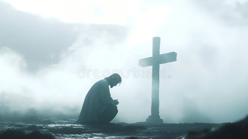 Solitude in Prayer stock illustration. Illustration of hope - 331070626