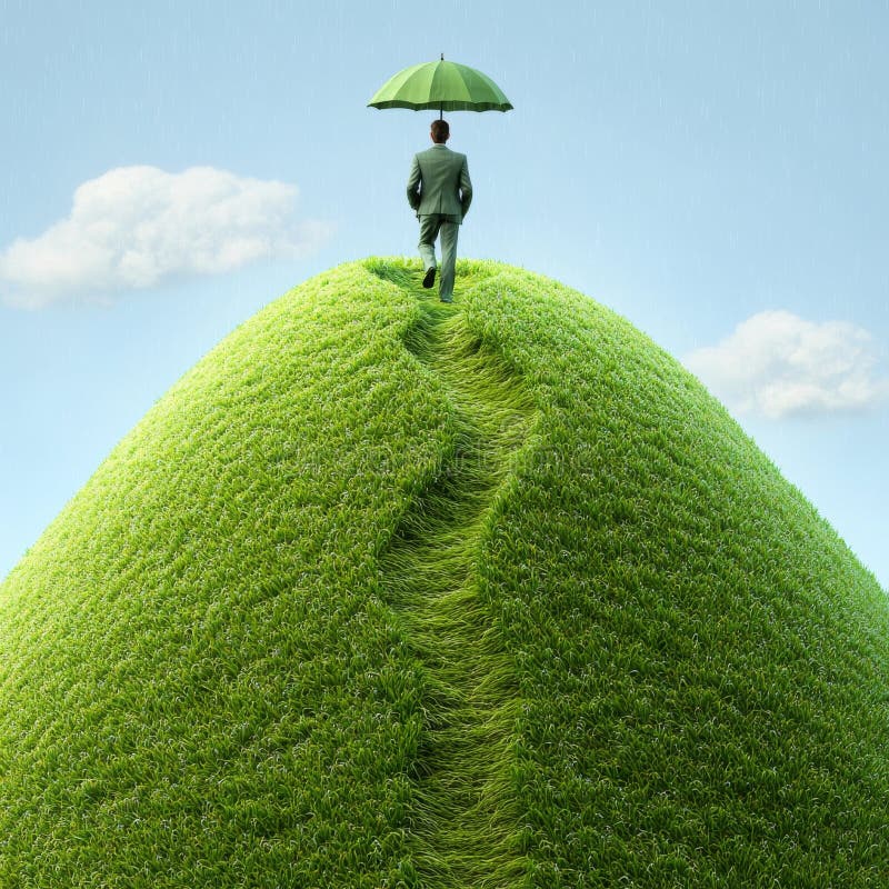 Solitude and Reflection Envelop a Man As he Walks with an Umbrella ...