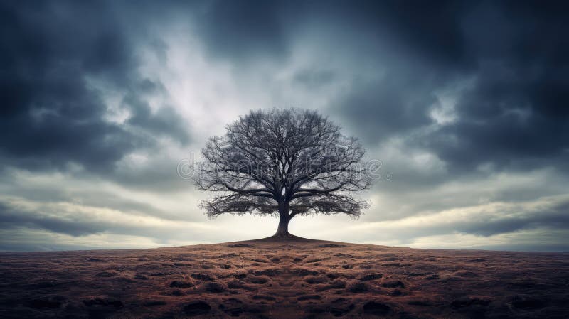 Solitude tree concept stock illustration. Illustration of greenery ...