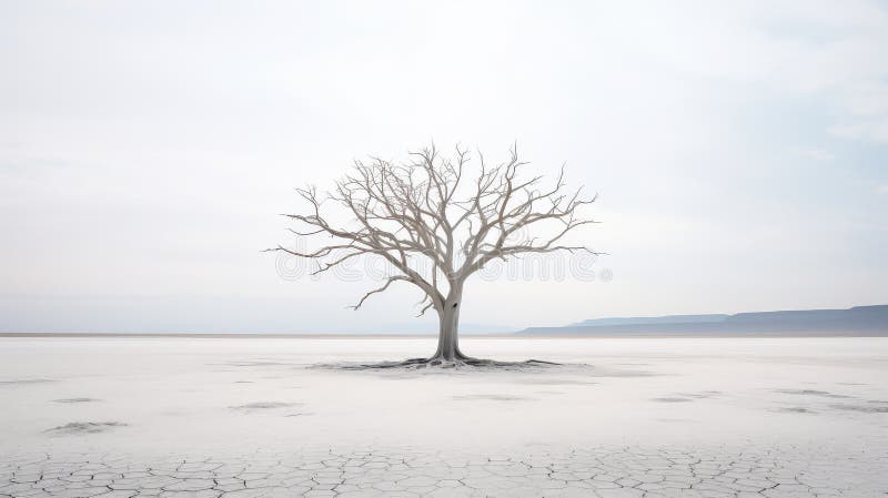 Solitude white tree stock illustration. Illustration of serene - 336128631