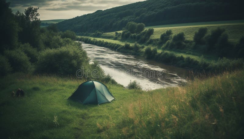 Solitude in Wilderness Area, Backpack and Dome Tent for Relaxation ...