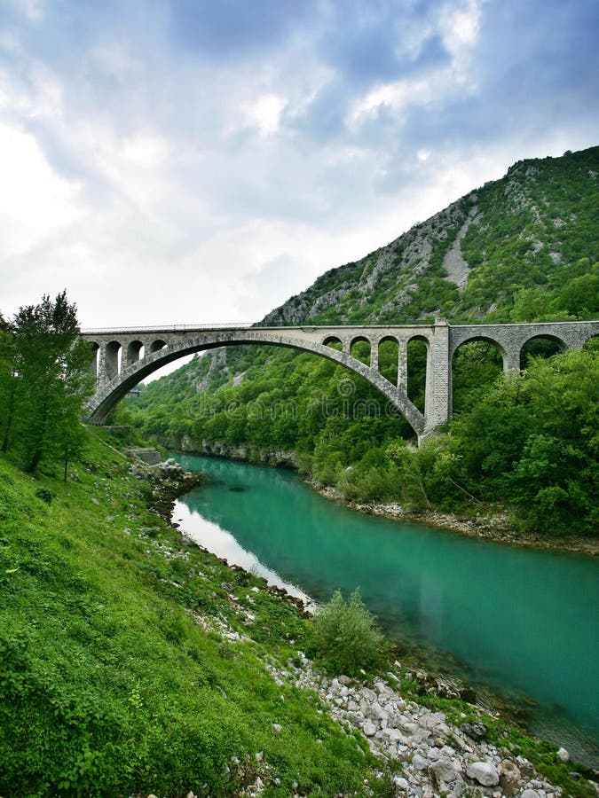 Solkan Bridge stock photo. Image of bridge, stone, railway - 75490918