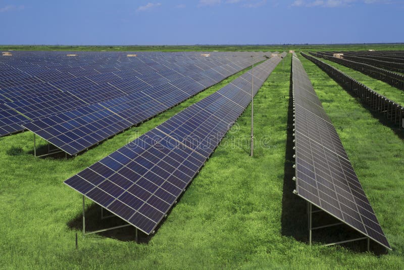Sollar Panels in Green Field Stock Photo - Image of nature, field: 97295398
