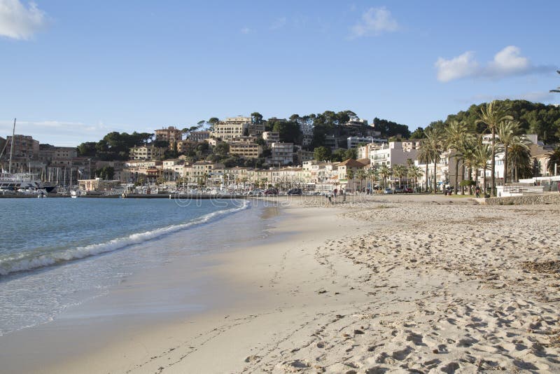 Soller Port Beach; Majorca stock photo. Image of view - 111341494