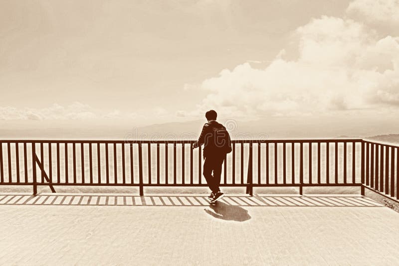 Solo Backpacker on Top of Mountain Stock Image - Image of travel ...