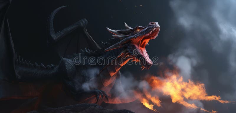Fight Fire Breathing Dragon Alone 3d Illustration Stock Illustrations ...