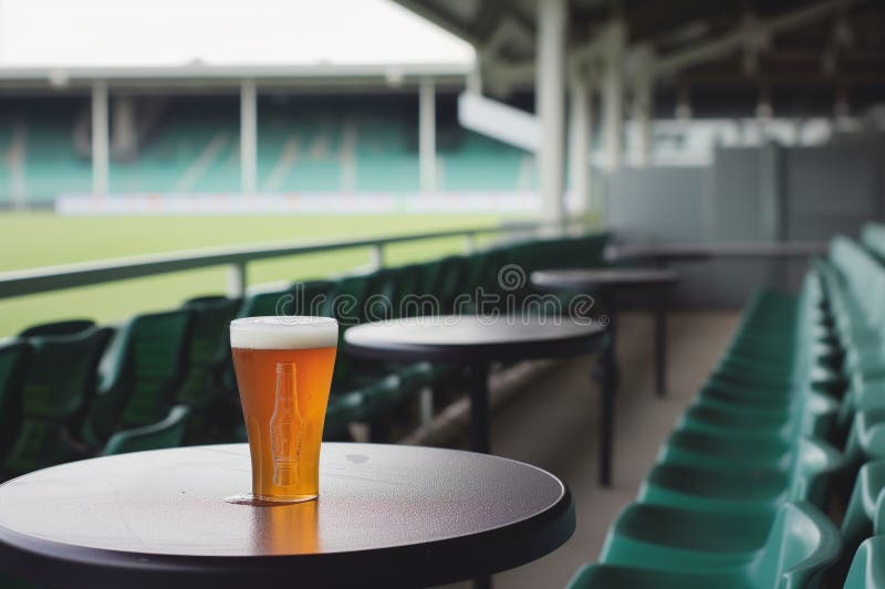 Solo Beer on Table, Empty Seats and Quiet Stadium Stock Image - Image ...