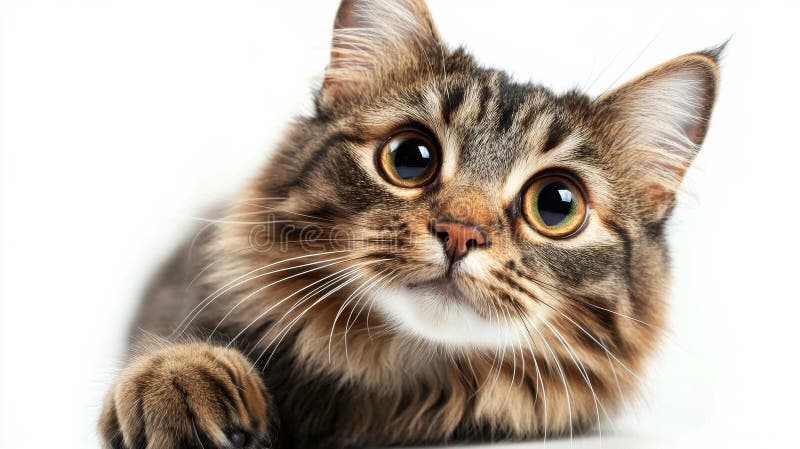 Solo Brown Cat on a Crisp White Background Stock Illustration ...