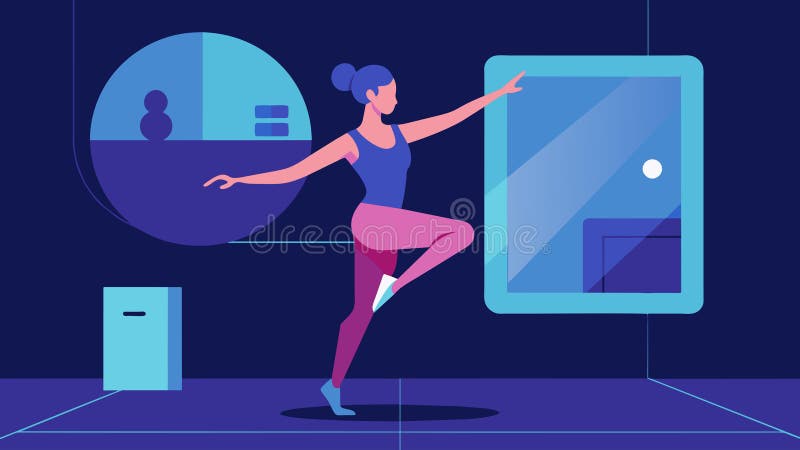 A Solo Dancer Stands in Front of a Digital Mirror Intently Practicing ...