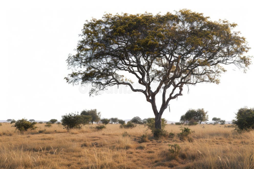 A Solo Elephant Standing Near a Tree in an Open Field Stock Photo ...