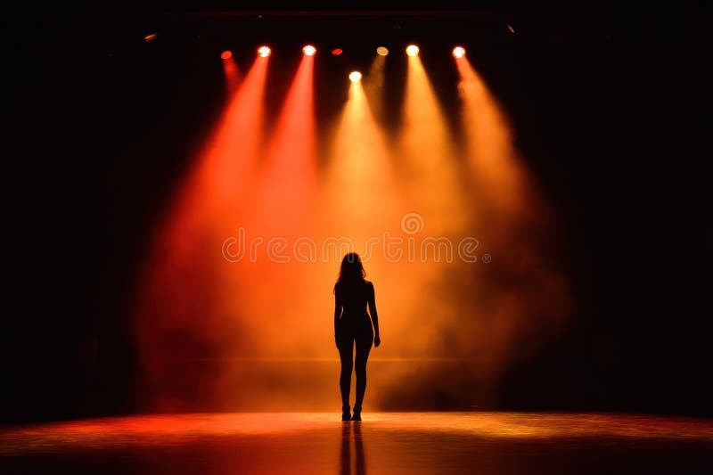 Solo Performer in Spotlight on Dark Stage Stock Photo - Image of ...
