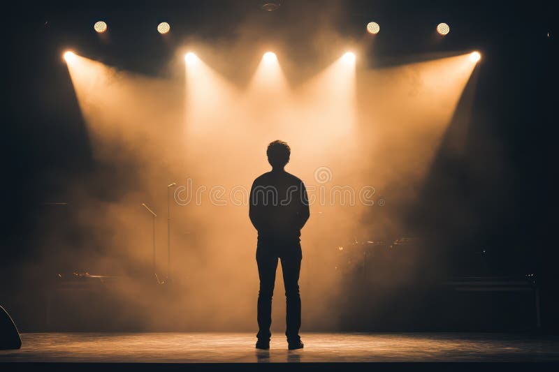 Solo Performer in Spotlight on Dark Stage Stock Photo - Image of pose ...