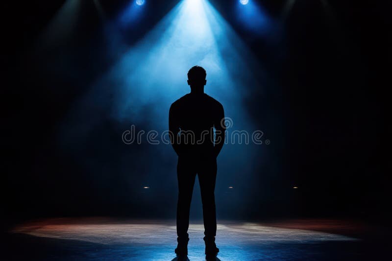 Solo Performer in Spotlight on Dark Stage Stock Image - Image of dark ...