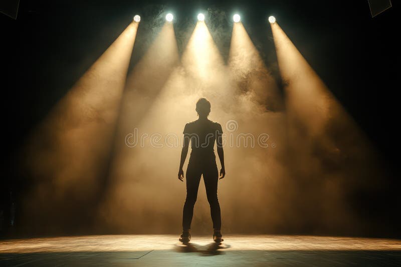 Solo Performer in Spotlight on Dark Stage Stock Photo - Image of mood ...