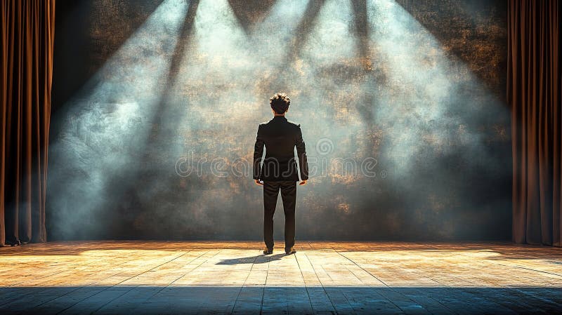 Solo Performer on Stage Under Spotlights Stock Illustration ...