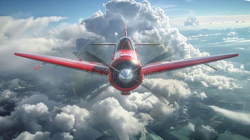 Solo Red Plane in a White Squadron, Front View, Skyward Ascent Stock ...
