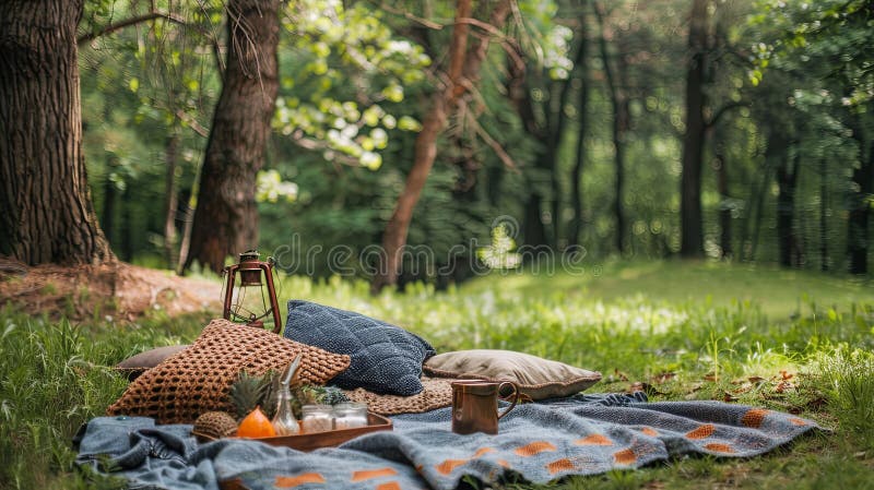Solo Reflection: Peaceful Picnic Stock Illustration - Illustration of ...
