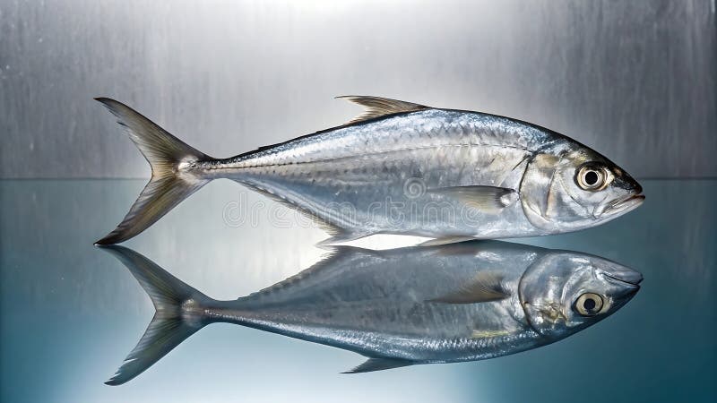 Single Silver Fish on White with Emphasis on Texture Stock Illustration ...