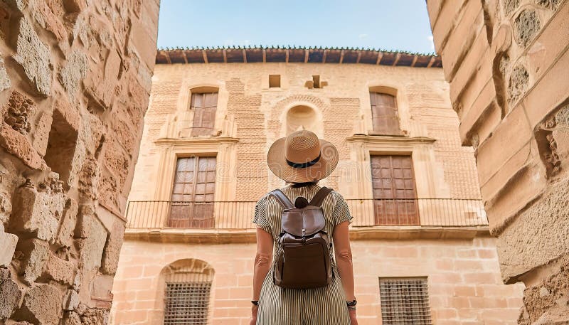 Solo Traveler Exploring Ancient Spanish Architecture Stock Photo ...
