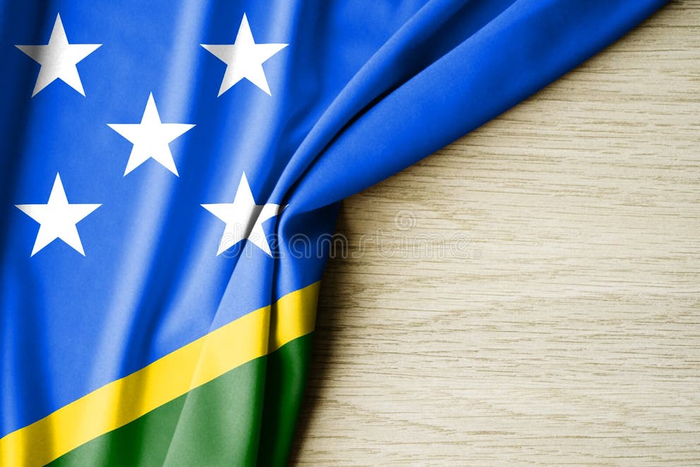 Solomon Islands Flag. Fabric Pattern Flag of Solomon Islands. 3d ...