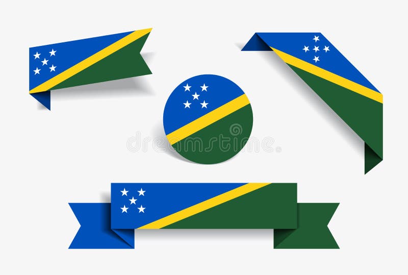Solomon Islands Flag Stickers and Labels. Vector Illustration. Stock ...