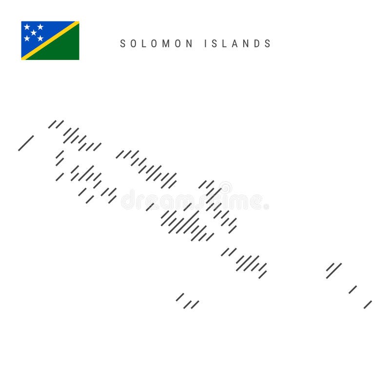 Solomon Islands Map from Pattern of Black Slanted Parallel Lines. Flat ...