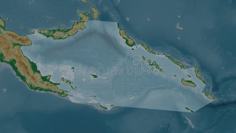 Solomon Sea Highlighted. Physical Map Stock Illustration - Illustration ...