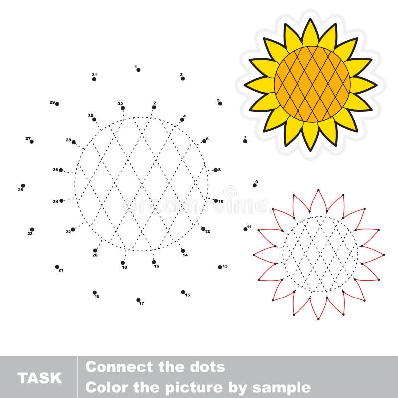 Solros. Vektornummerspel vektor illustrationer. Illustration av uppgift ...