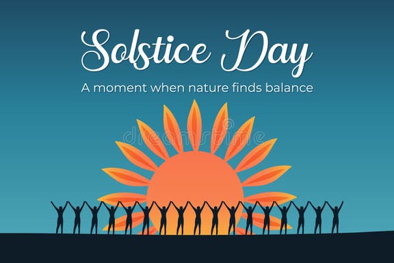 Solstice Day Poster Flat Vector Illustration Stock Illustration ...
