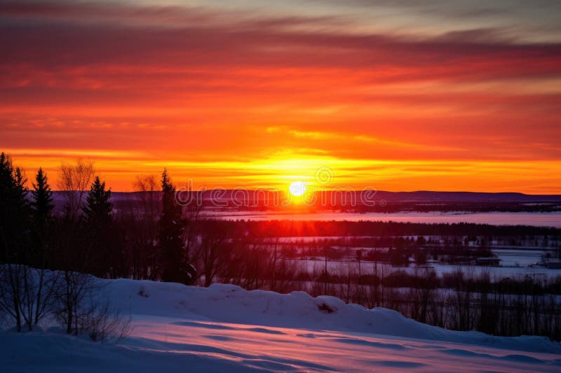 Solstice Sunset Over the Horizon Stock Photo - Image of sunset ...
