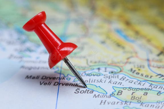 Solta Island, Croatia Pin on Map Stock Photo - Image of balkan, atlas ...