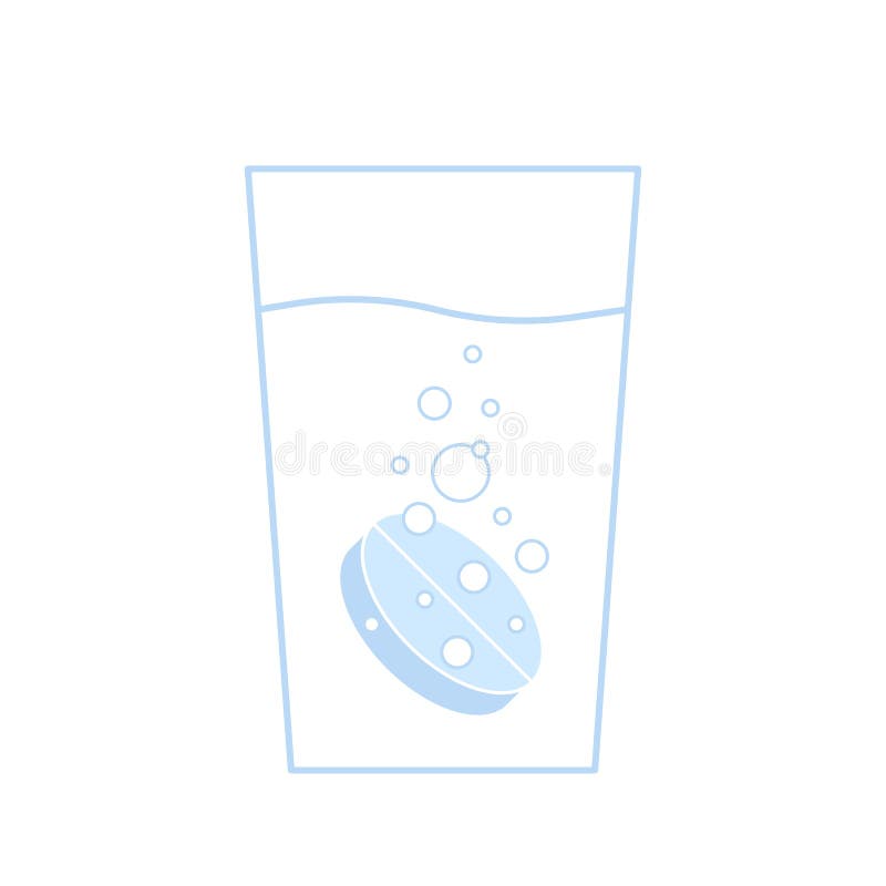 Soluble Effervescent Tablet Medication with Bubbles in Glass, Fizzy ...