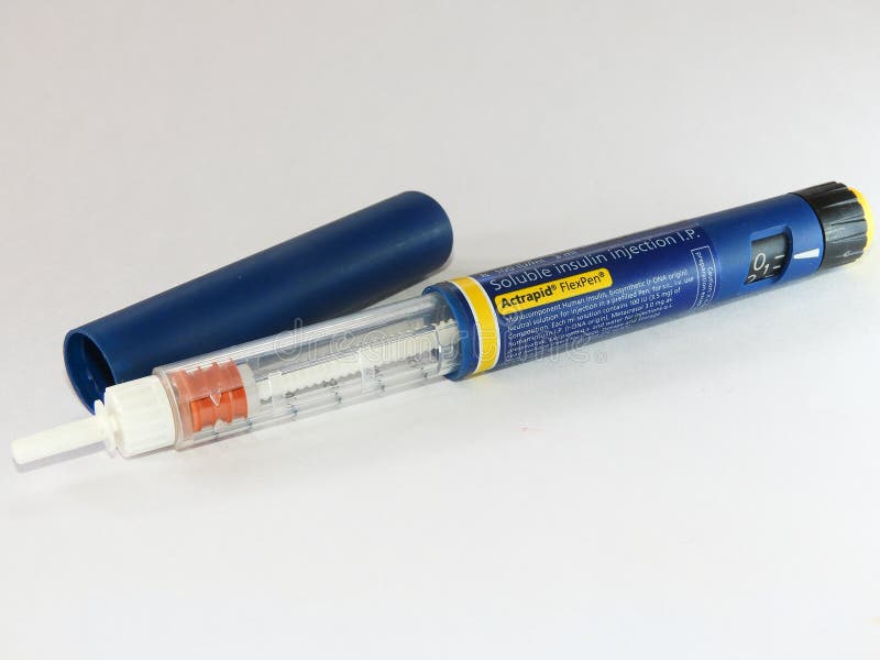 Soluble Insulin Injection on White Background, with Its Cap Opened ...