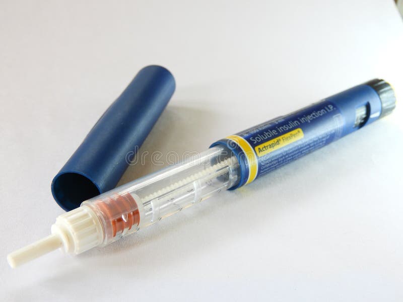 Soluble Insulin Injection on White Background, with Its Cap Opened ...