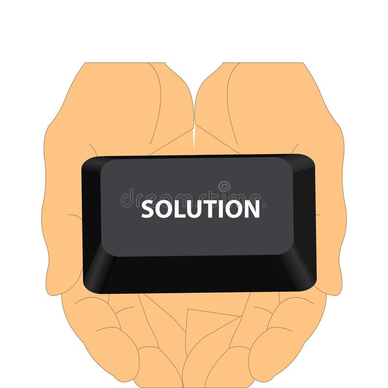 Hands Holding the Solution Button from a Keyboard Stock Vector ...