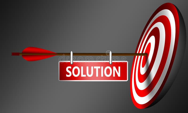 Solution Banner Hang on Arrow Hit on Bull Eye Stock Illustration ...