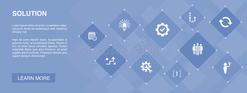 Solution Banner 10 Icons Concept Stock Vector - Illustration of resolve ...